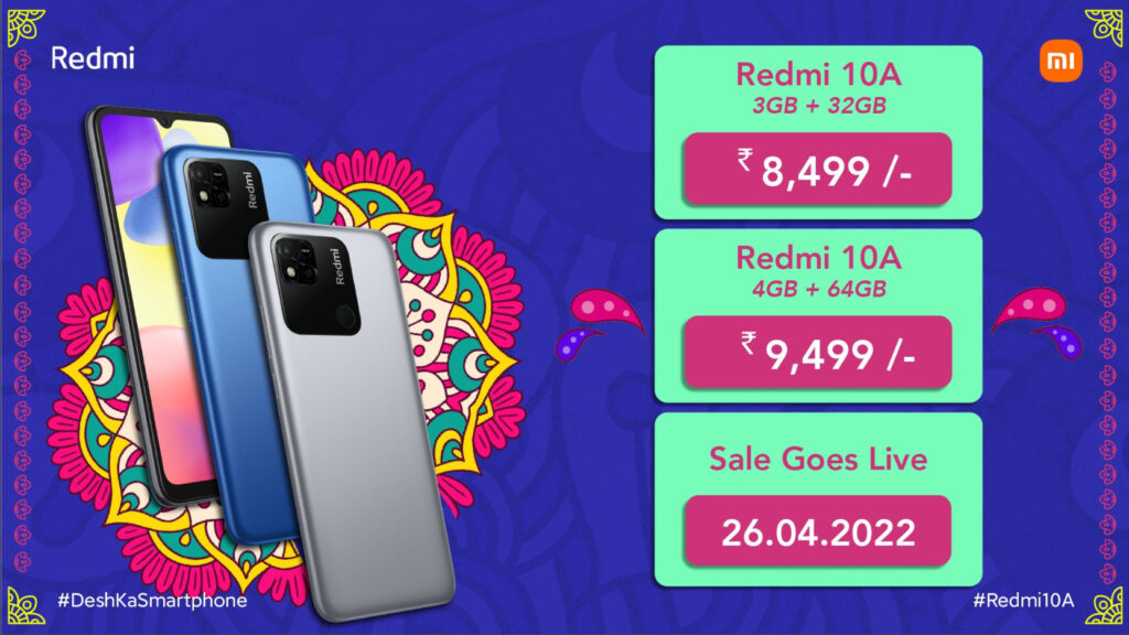 Redmi 10A launched in India with 5000mAh battery! - Xiaomiui.Net