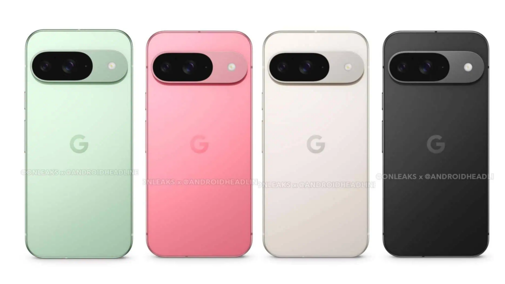 Google Pixel 9-lekken toant Porselein, Obsidian, Rose, Griene ...